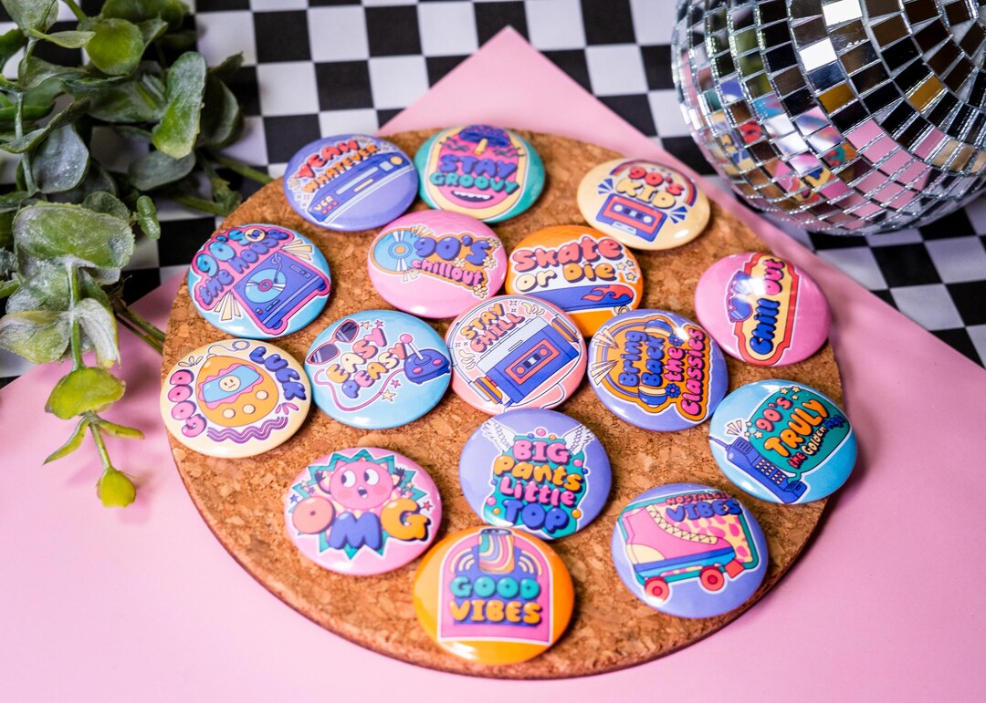 90s Button Pins 1.25" & 2.25" Sized, 80s Pinback Button, Retro 90s ...