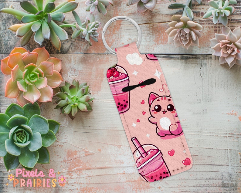 Boba Tea Chapstick Holder, Kawaii Kitty Lipbalm Holder, Vintage Cute ...