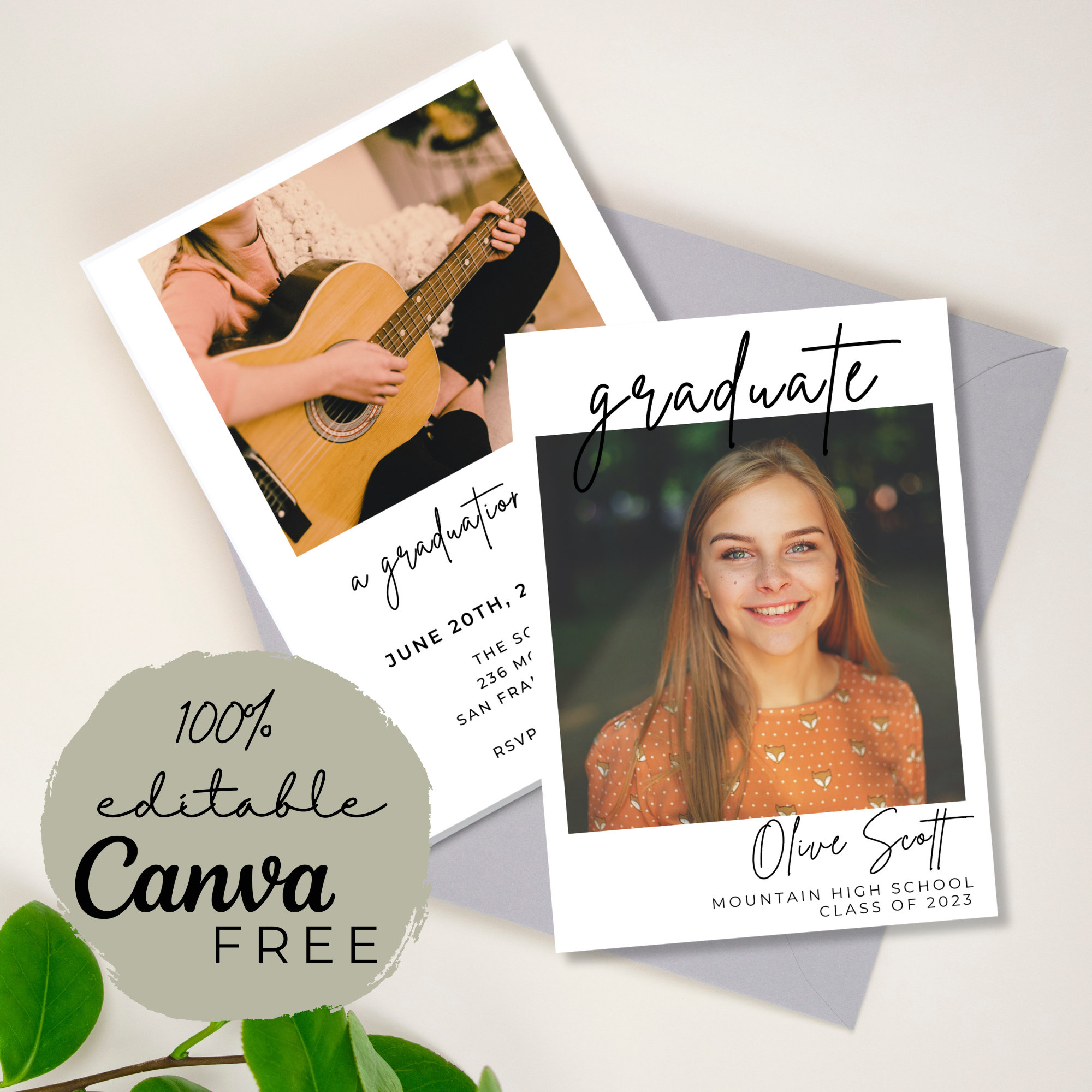Canva Graduation Announcement Photo Graduation Invitation Template ...