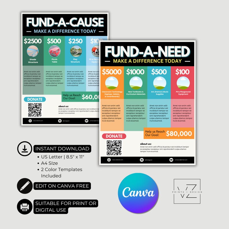 Editable Fund-a-need Flyer | Auction Fundraiser Template (digital ...