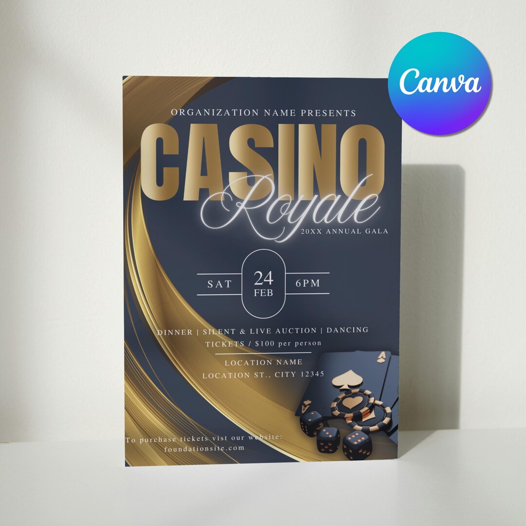 Casino Royale Gala Invitation | 007 Editable Auction Flyer (digital ...