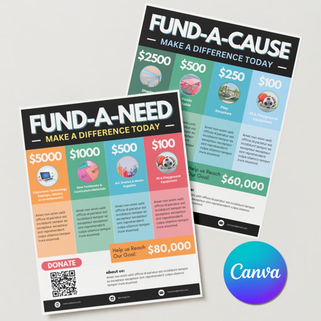 Editable Fund-a-need Flyer | Auction Fundraiser Template (digital ...