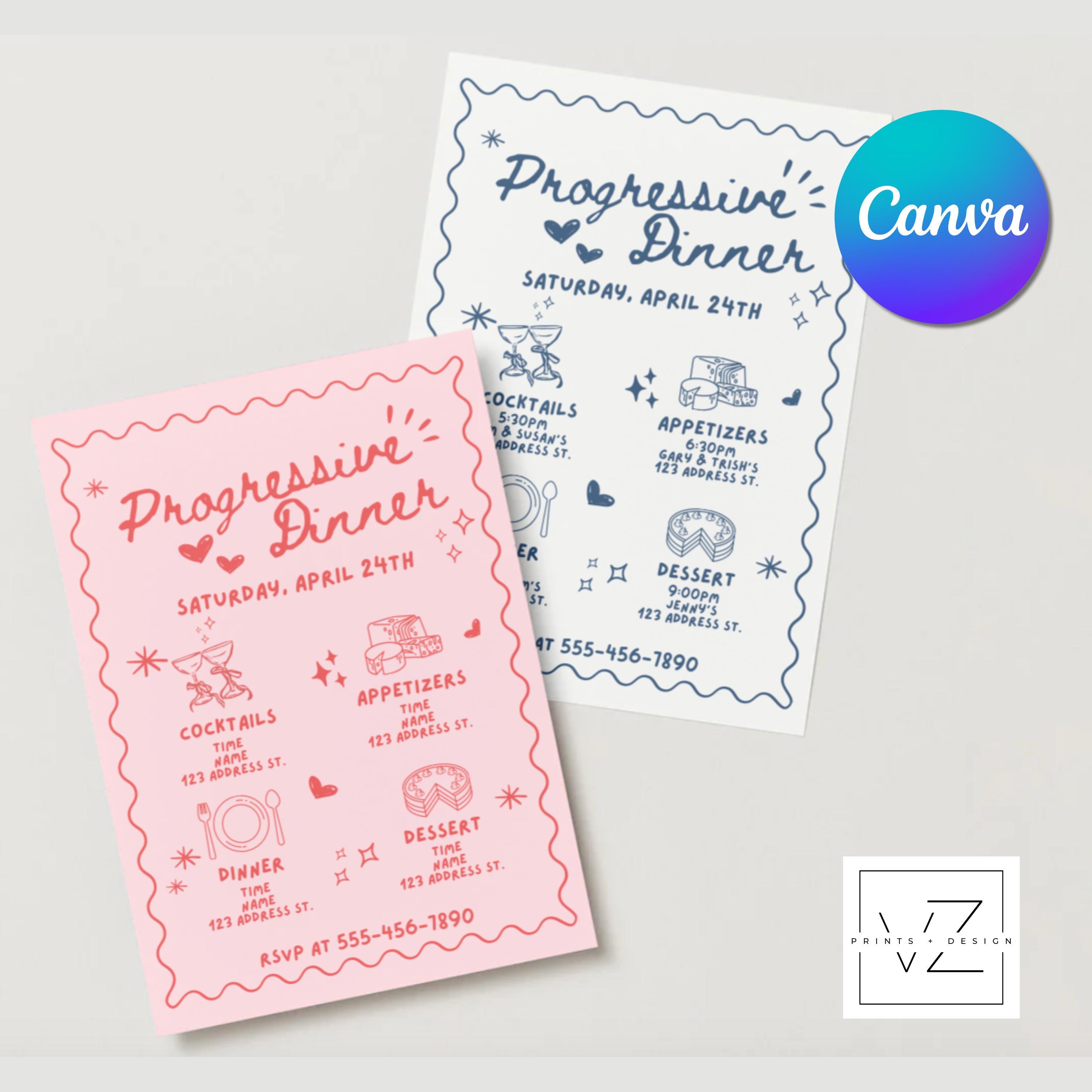 Editable Progressive Dinner Invitation | Supper Club Invite | Dinner ...