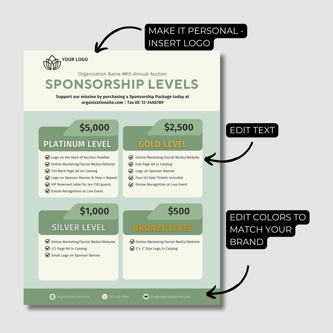 Sponsorship Template | Auction Sponsorship | Fundraiser Sponsors ...