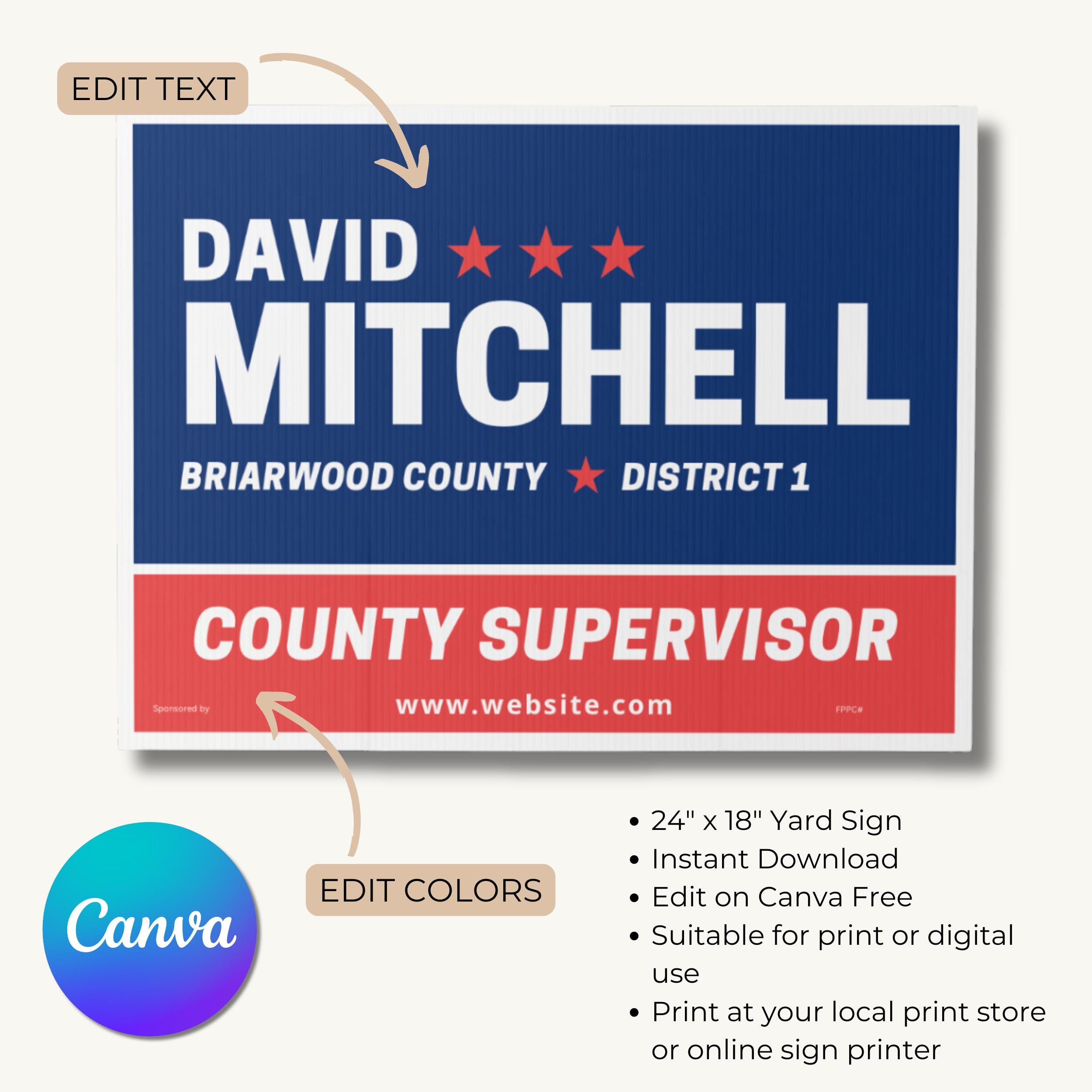 Editable Campaign Yard Sign Template | Customizable Election Sign ...
