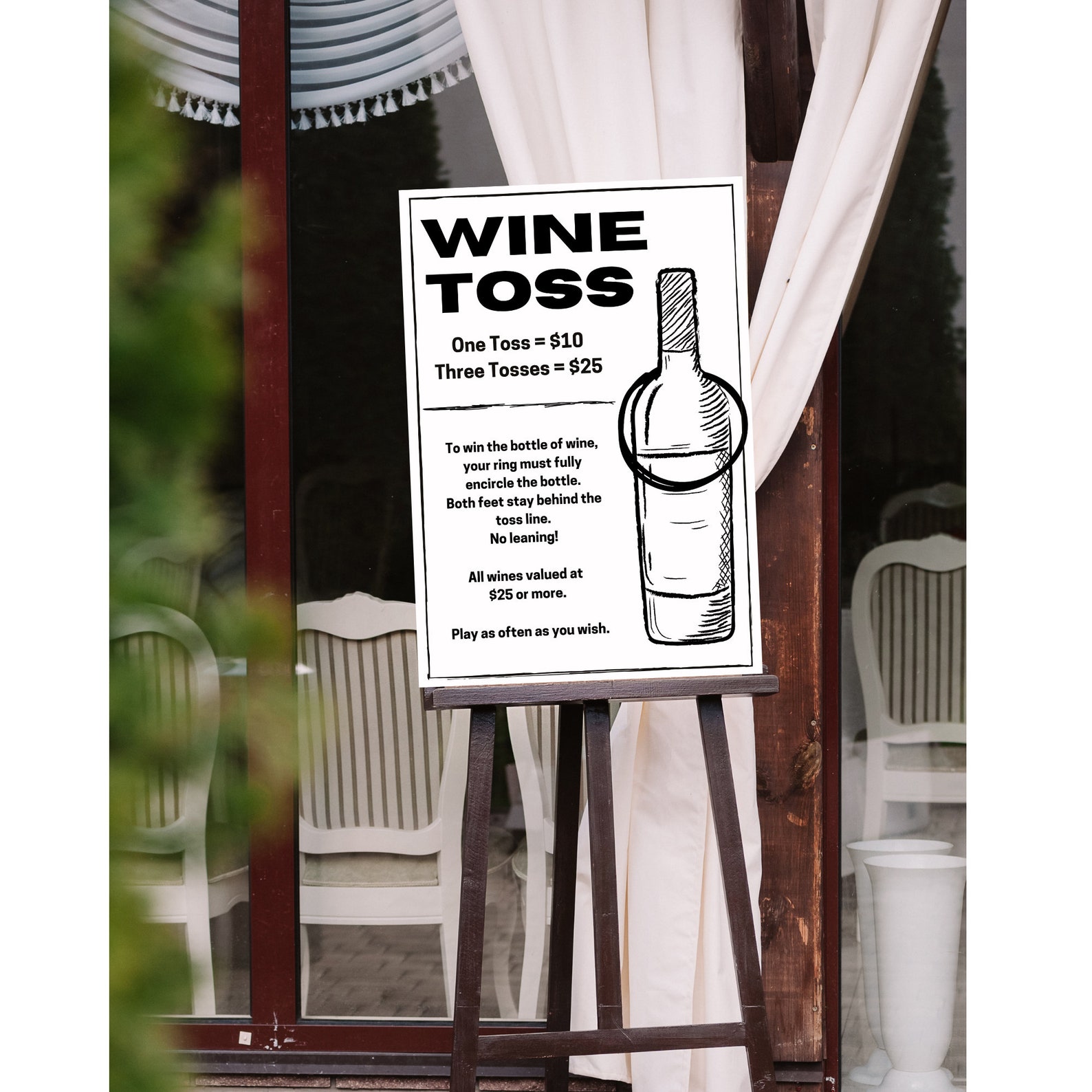 Wine Toss Game Template | Ring Toss Fundraiser (canva Editable, Digital ...