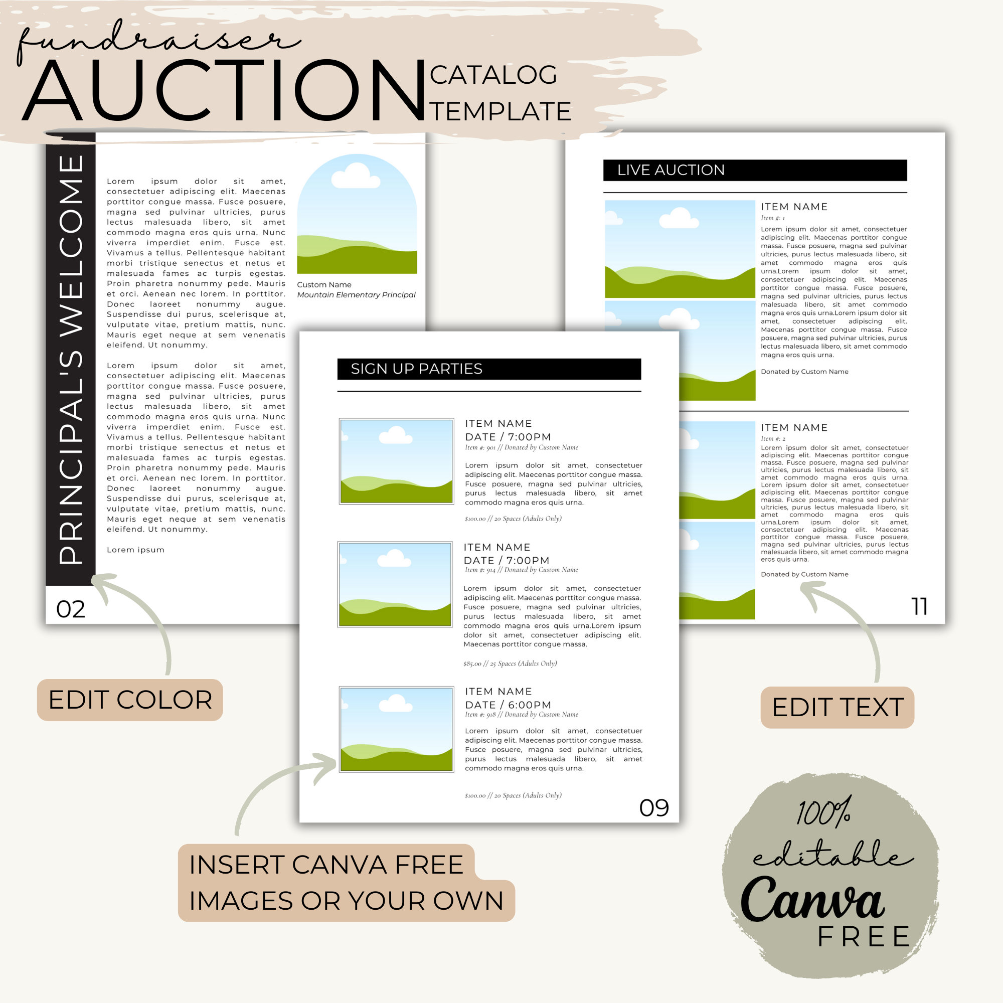 School Auction Catalog 5.5x8.5 Fundraiser Catalog Canva Template ...