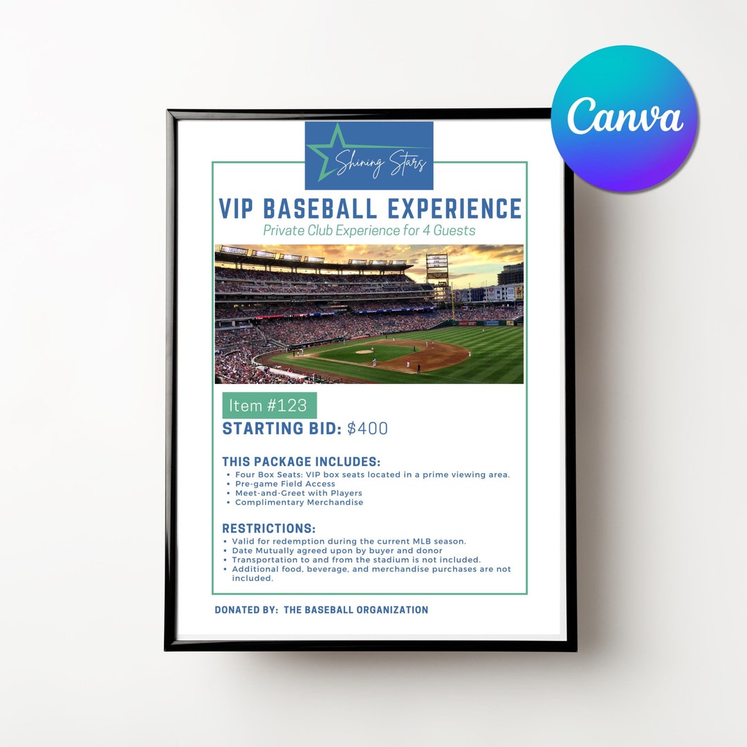 Auction Item Description Sheet | Silent Auction Canva Template (digital ...