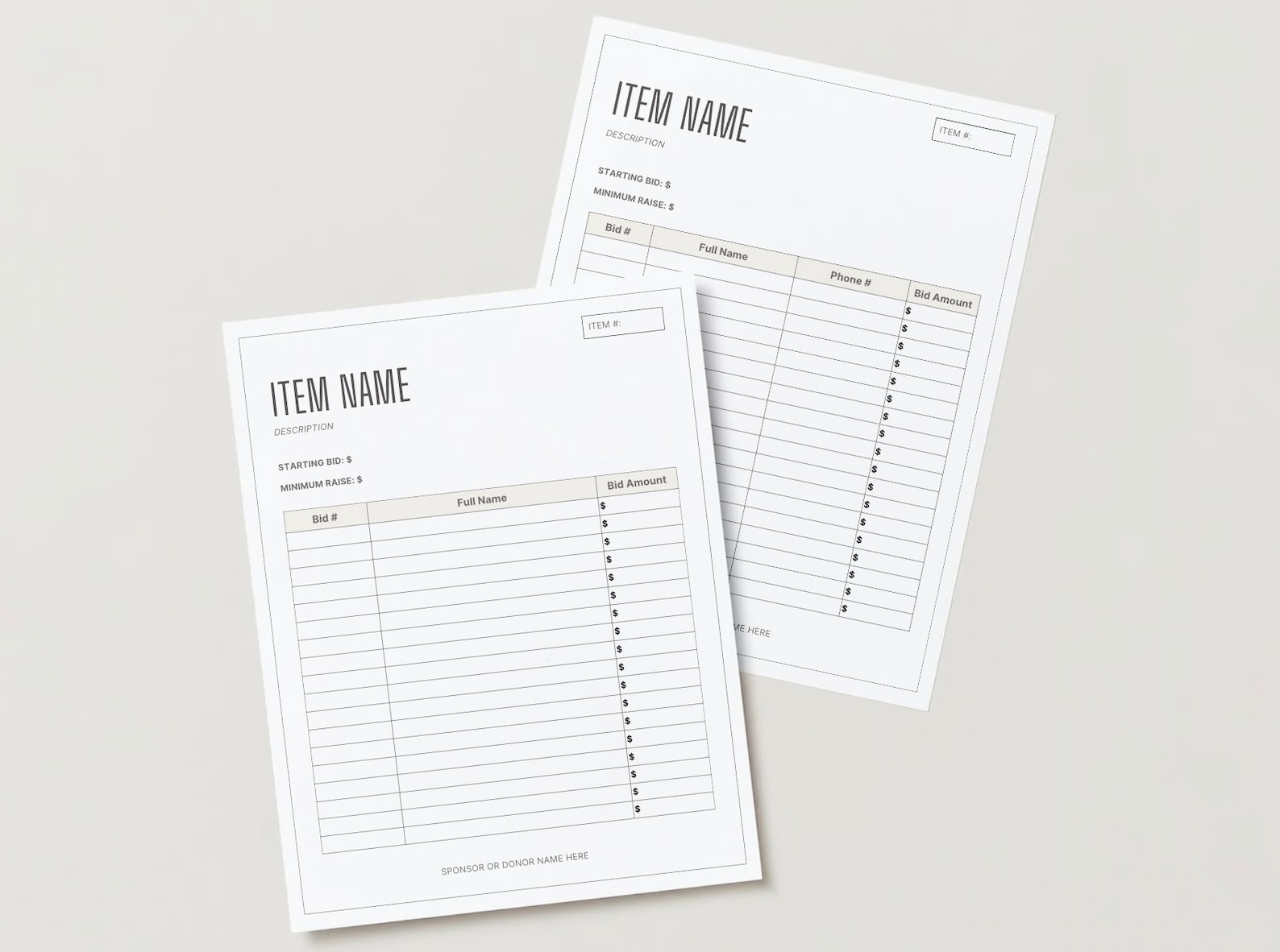 Auction Bid Sheet Template | Fundraiser Event (canva Editable, Digital ...