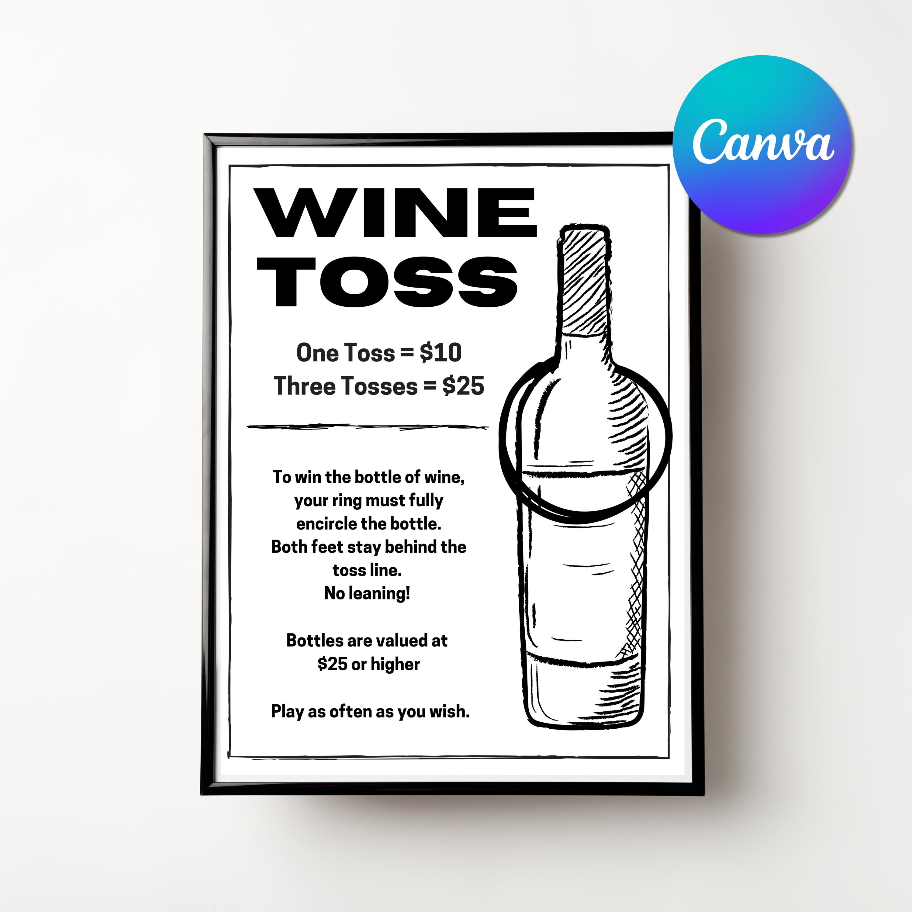 Wine Toss Game Template | Ring Toss Fundraiser (canva Editable, Digital ...