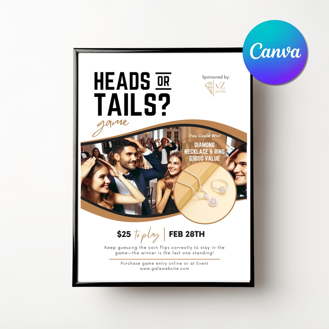 Heads or Tails Game Template | Heads or Tails Fundraiser | Auction ...
