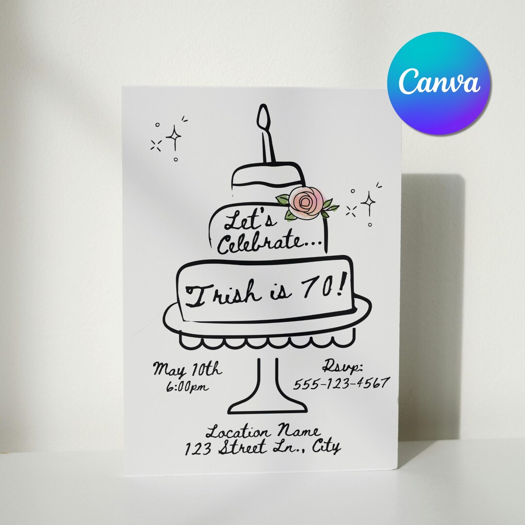 Editable Doodle Art Birthday Invitation | Hand Drawn Birthday Invite ...