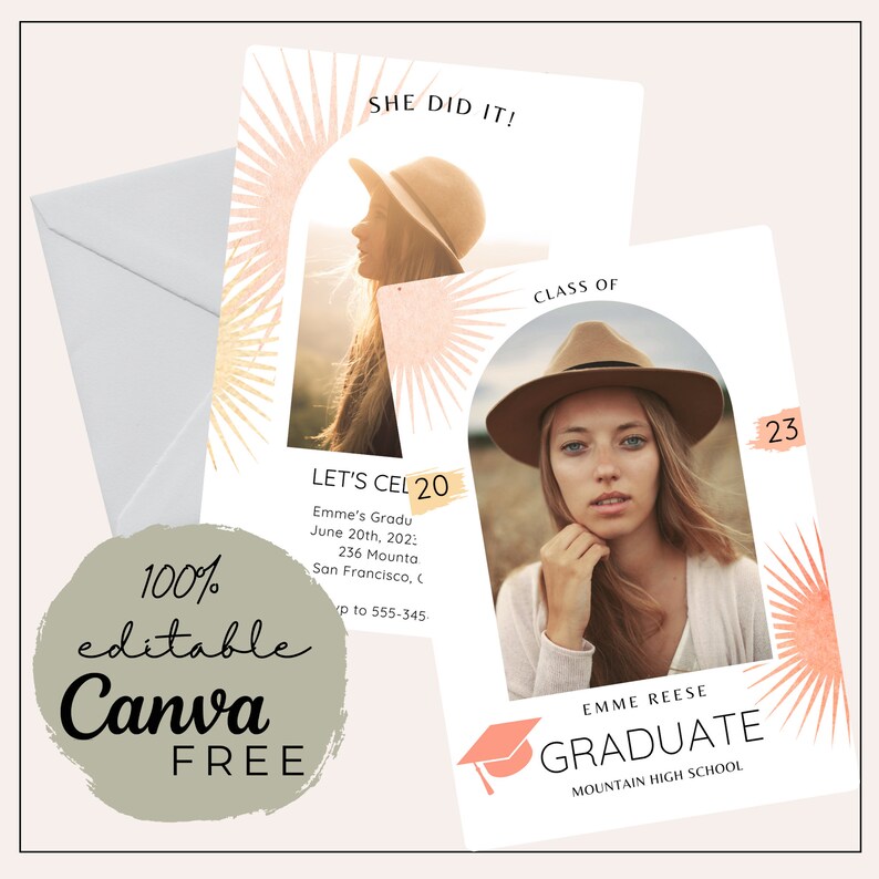 Canva Graduation Announcement Photo Graduation Invitation - Etsy