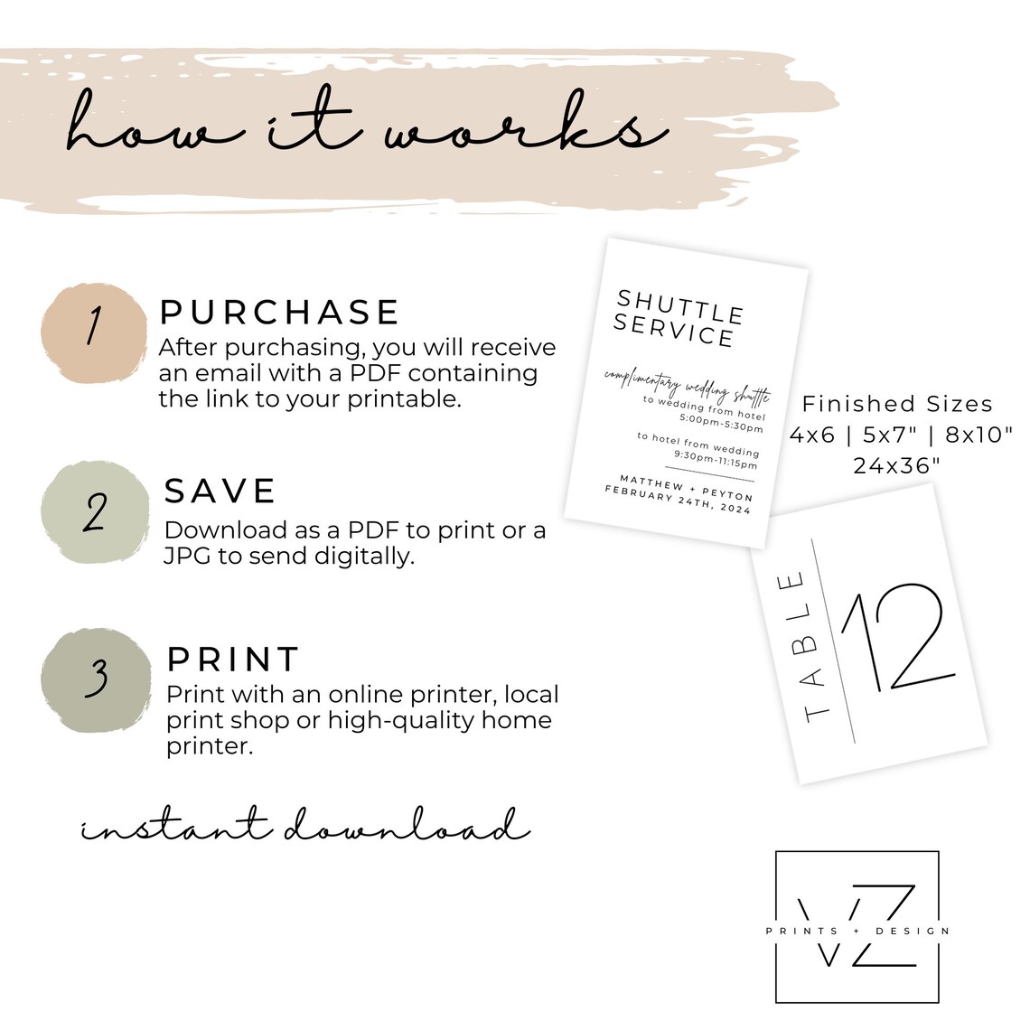 Wedding Table Numbers Printable Instant Download Table Numbers Modern ...