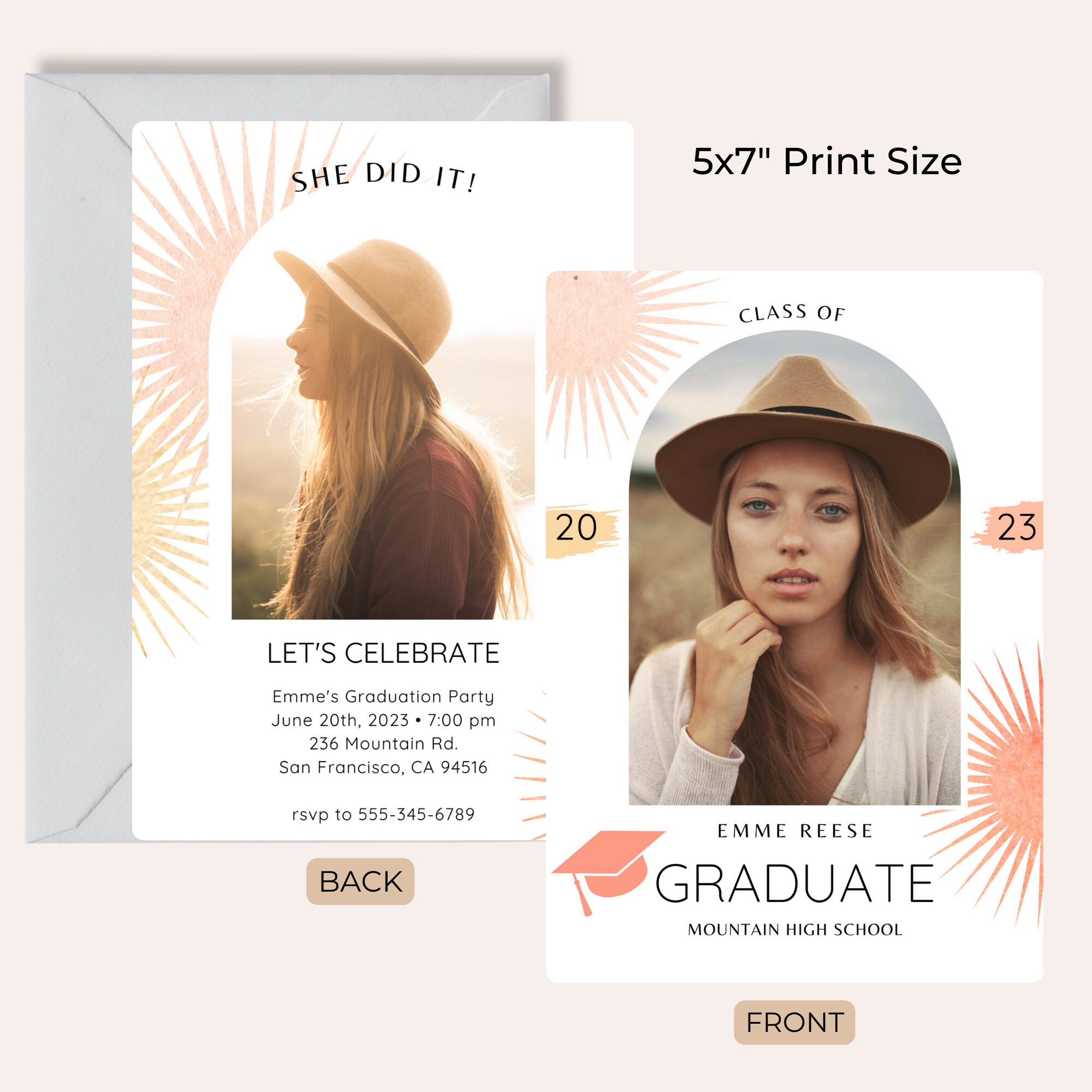 Canva Graduation Announcement Photo Graduation Invitation Template ...