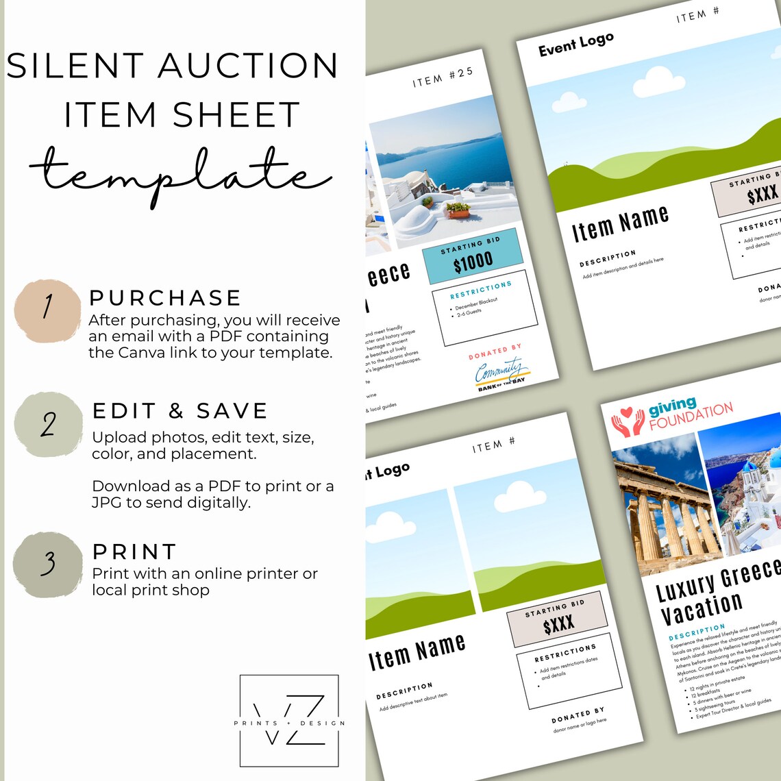 Auction Item Description Sheet Silent Auction Info Sheet Auction Canva ...