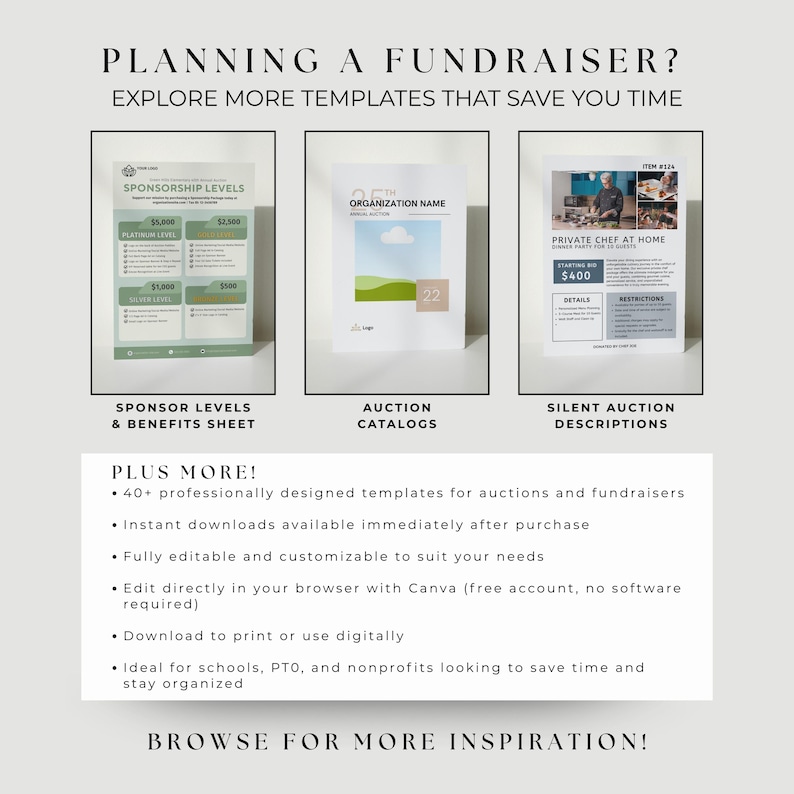 Silent Auction Item Sheet Template | Fundraising Event Display (canva ...