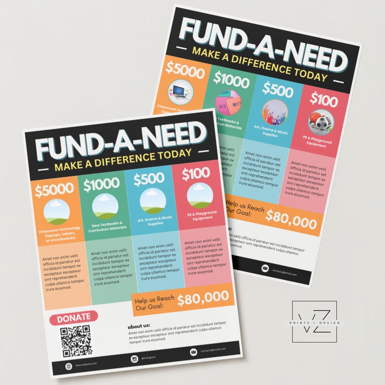 Editable Fund-a-need Flyer | Auction Fundraiser Template (digital ...