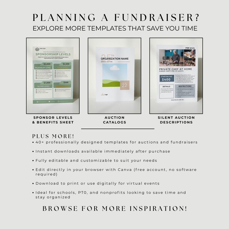 Silent Auction Item Sheet Template | Canva Editable (digital Download ...