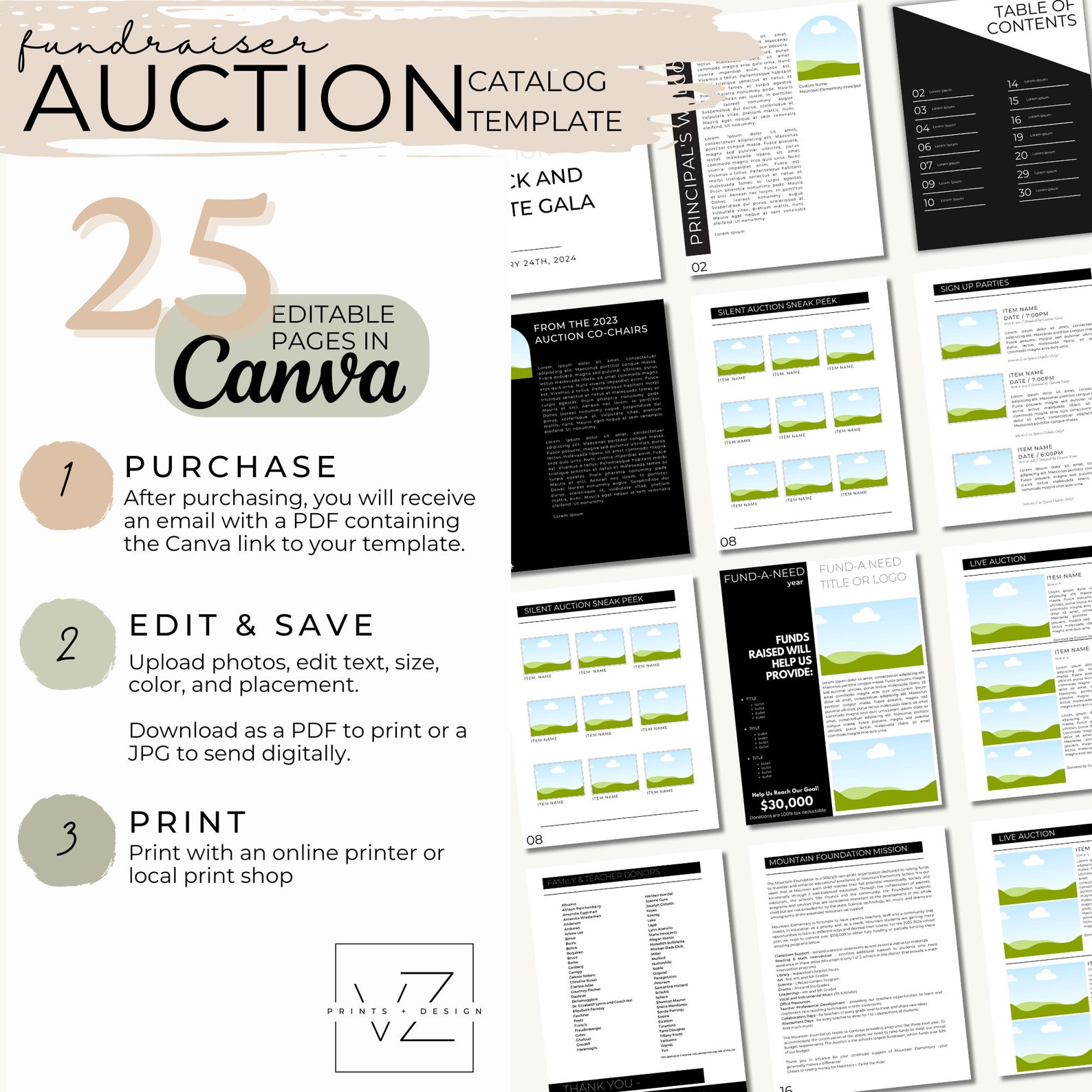 School Auction Catalog 5.5x8.5 Fundraiser Catalog Canva Template ...