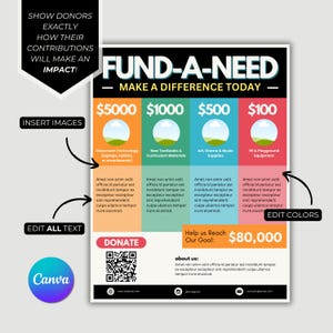 Editable Fund-a-need Flyer | Auction Fundraiser Template (digital ...