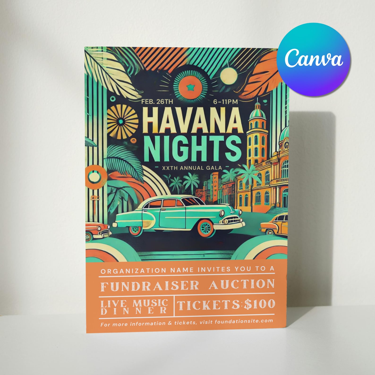 Havana Nights Editable Gala Invitation | Havana Nights Invitation ...