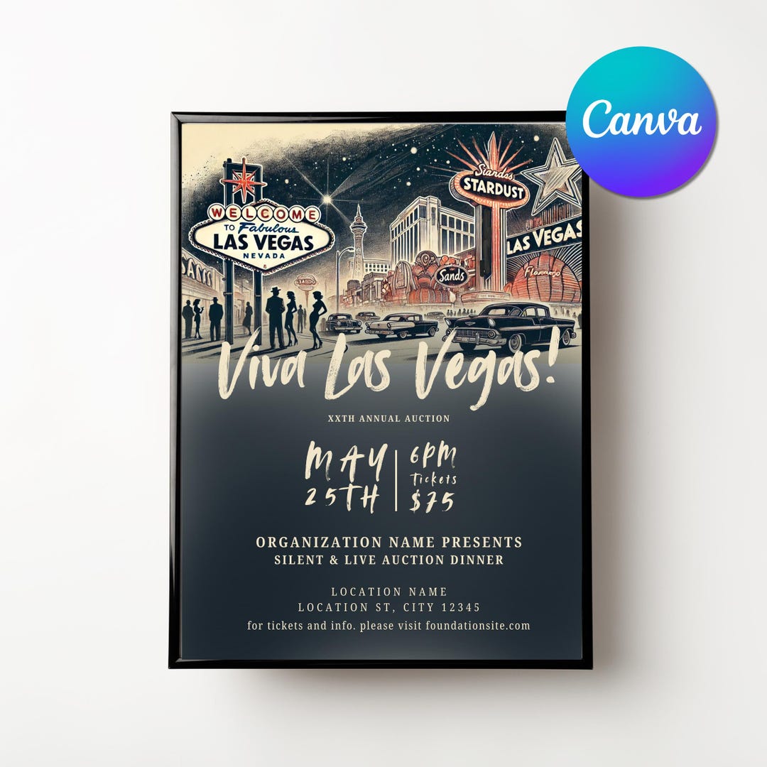 Las Vegas Editable Gala Invitation Las Vegas Invitation Vegas Gala ...