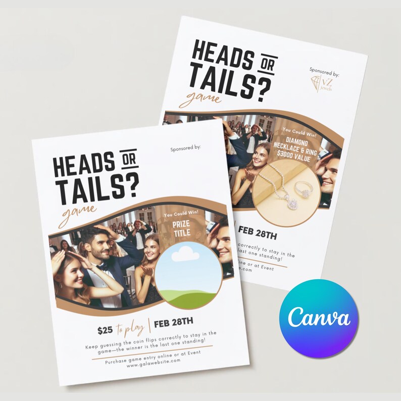 Heads or Tails Game Template | Heads or Tails Fundraiser | Auction ...