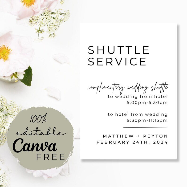 Canva Shuttle Service Template | Wedding Shuttle Template | Modern ...
