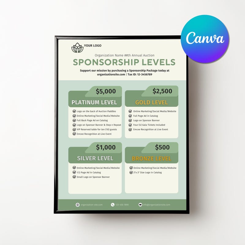 Sponsorship Level Template - Etsy
