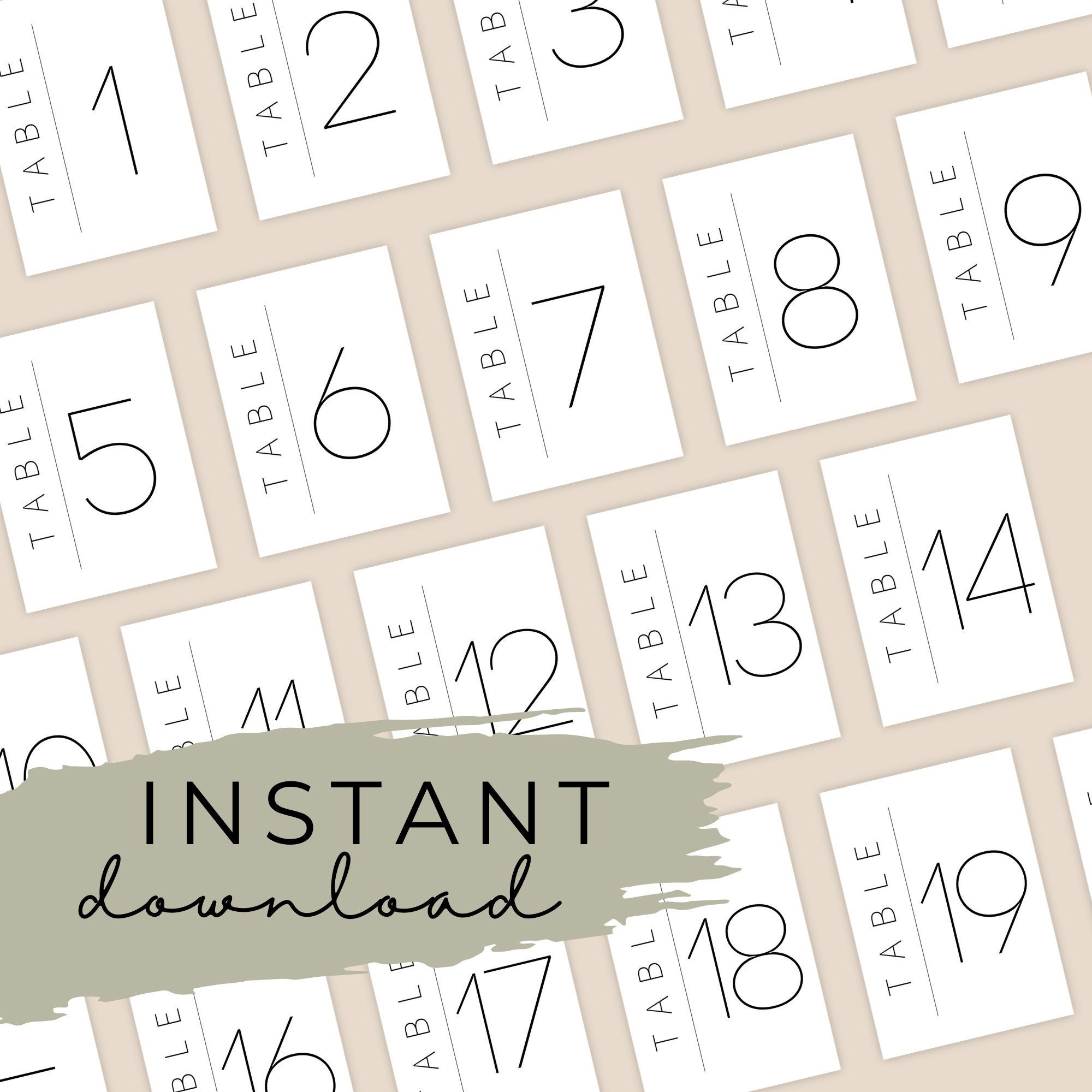 Wedding Table Numbers Printable | Instant Download Table Numbers ...