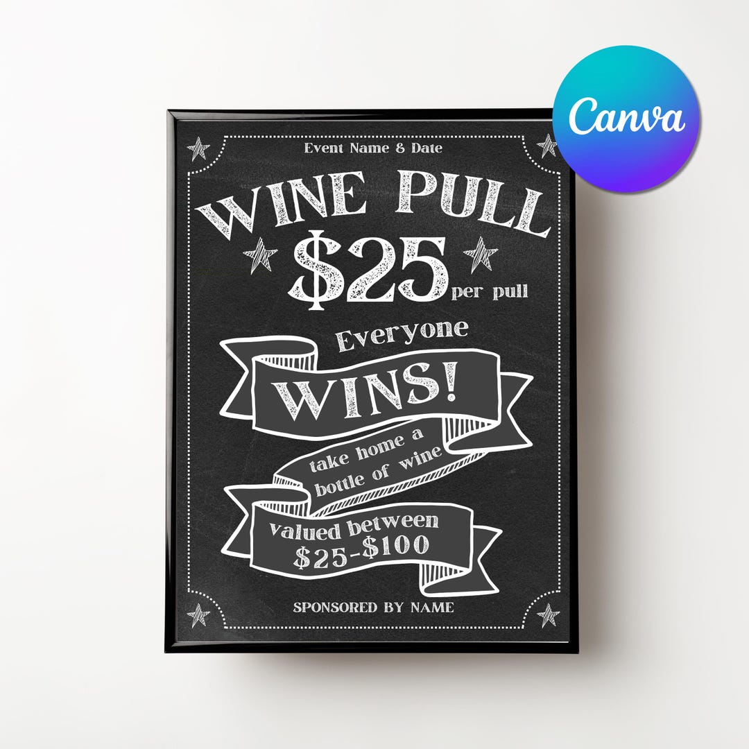 Wine Pull Game Template | Auction Fundraiser (canva Digital Download ...
