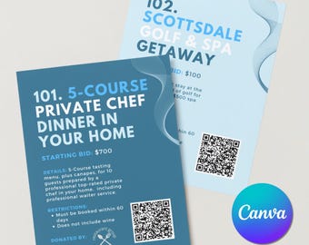 Silent Auction Item Sheet Template | Canva Editable (digital Download ...