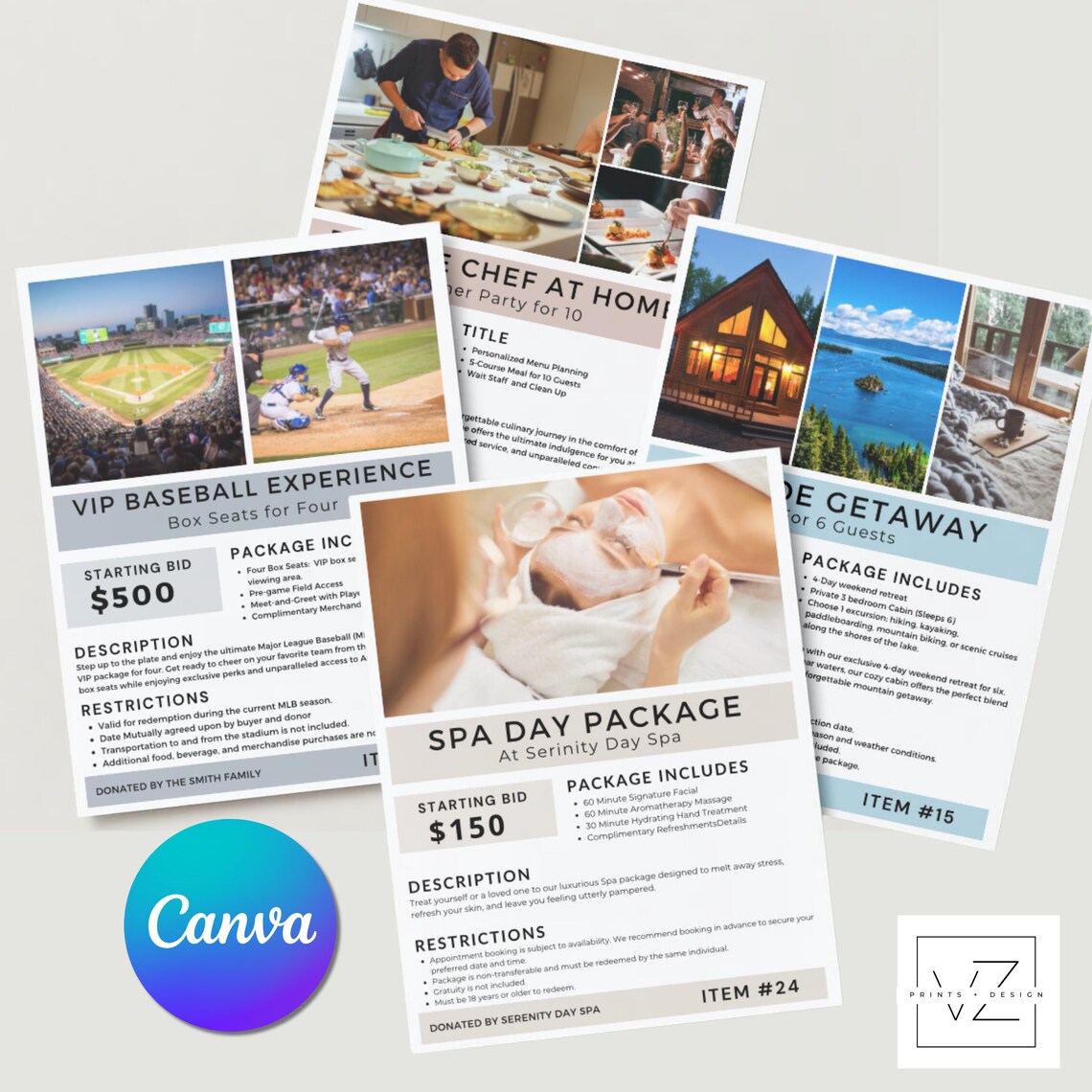 Editable Auction Description Sheet silent Auction Info Sheet auction ...