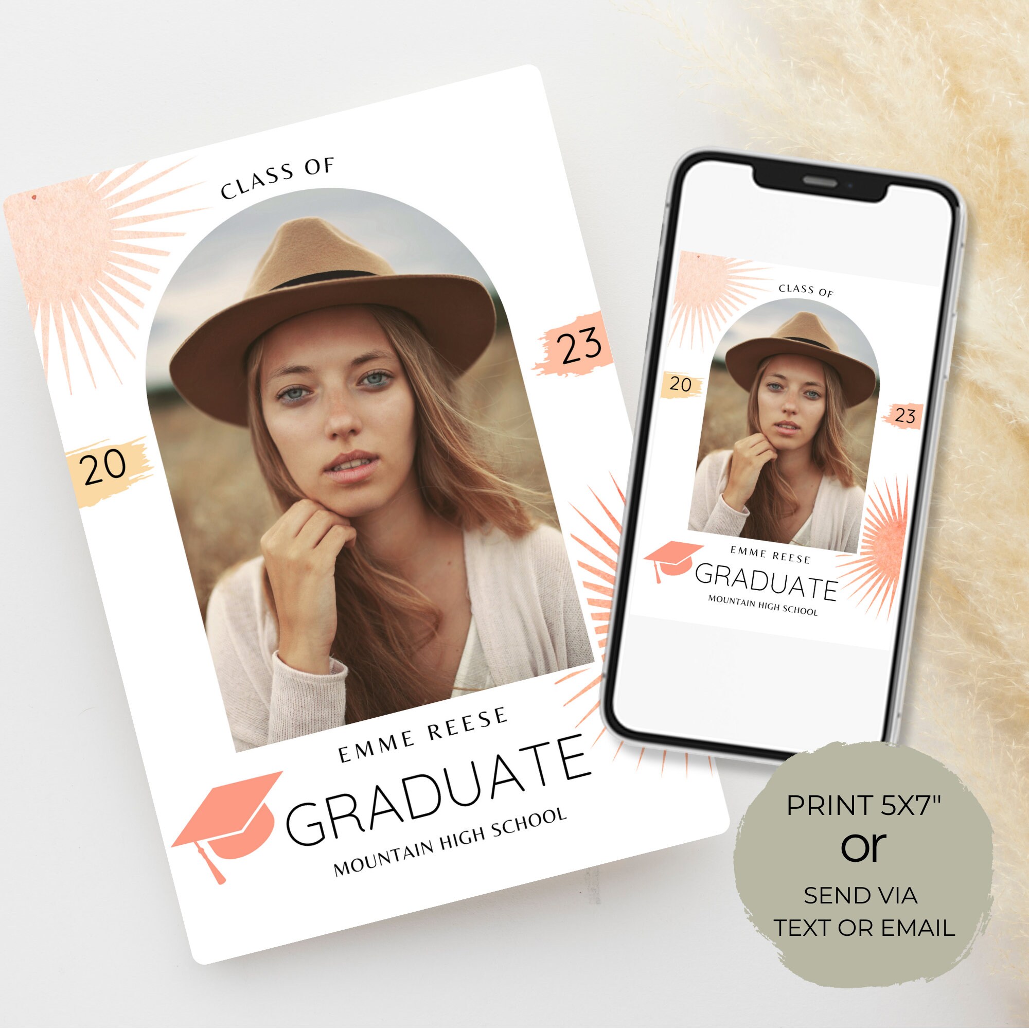 Canva Graduation Announcement Photo Graduation Invitation Template ...