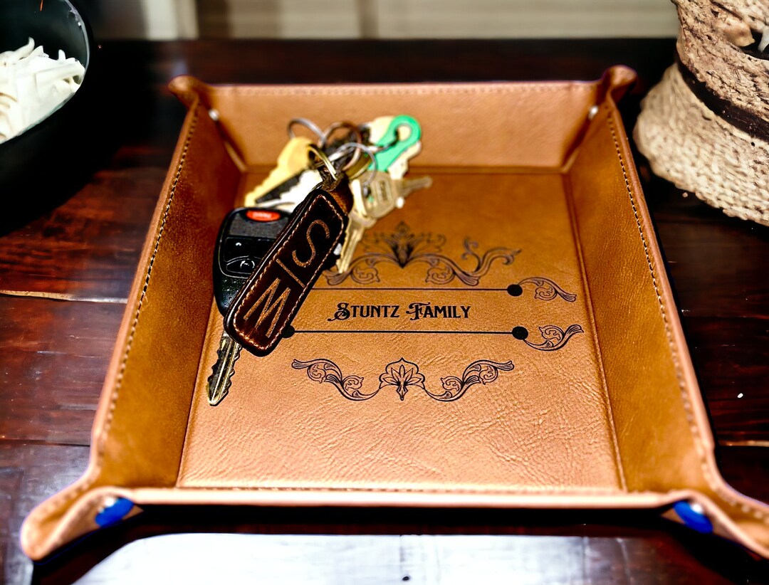 Monogram Valet Tray, Valet Tray, Catch All Tray, Leather Bin, Leather ...