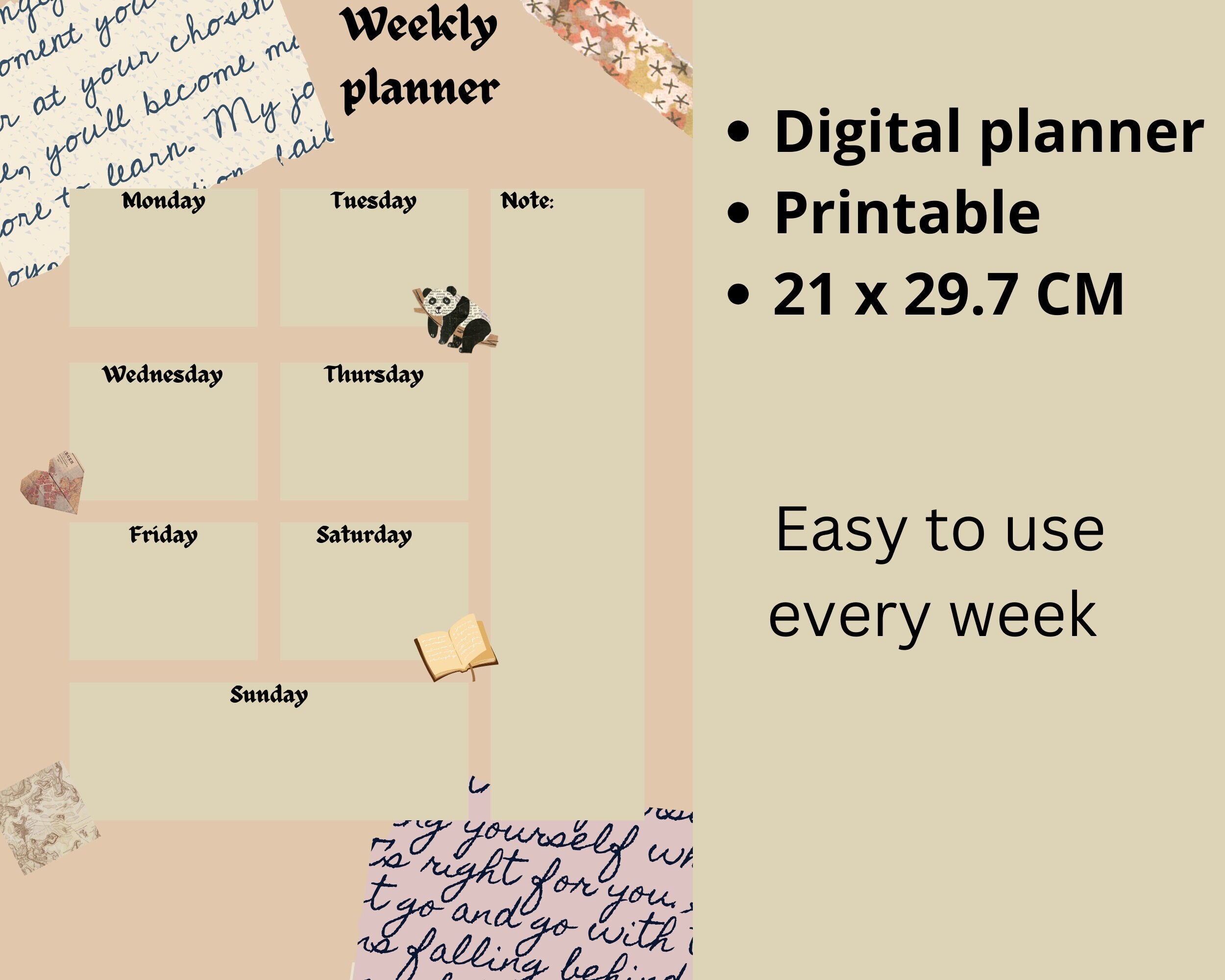Digital Scheduler Printable Planner Weekly Planner - Etsy