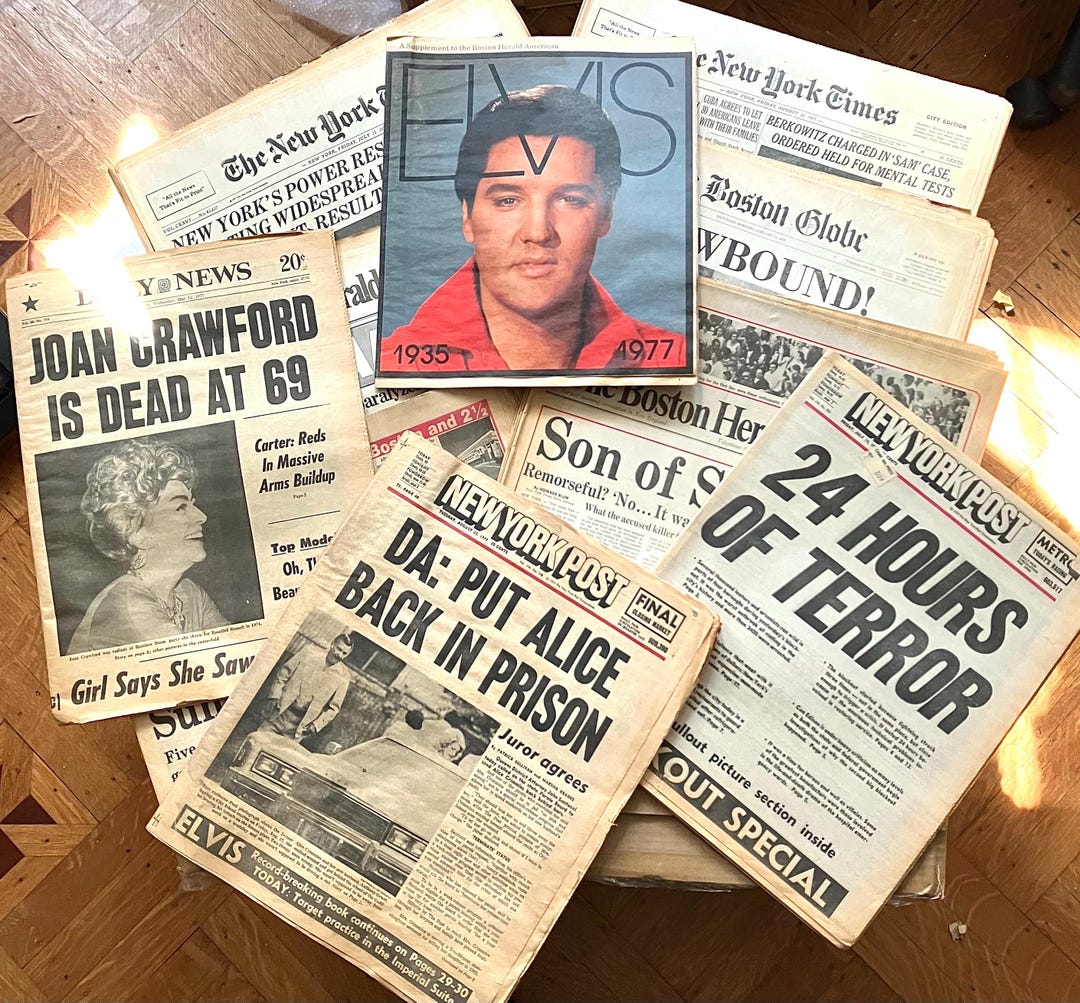 Collectors’ Items. Vintage 70s Newspapers With Big Headlines and Events ...