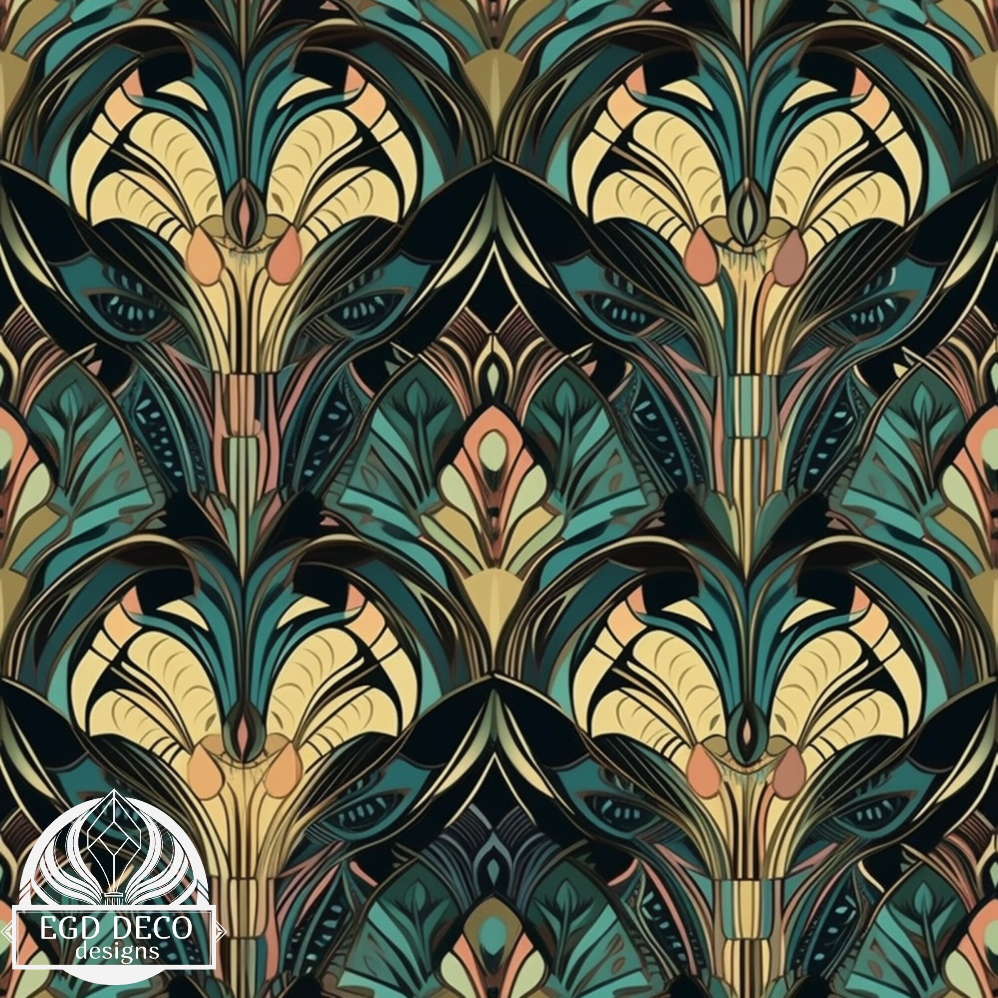 Art Deco Pattern Repeating Digital Design: High Resolution for Printing ...