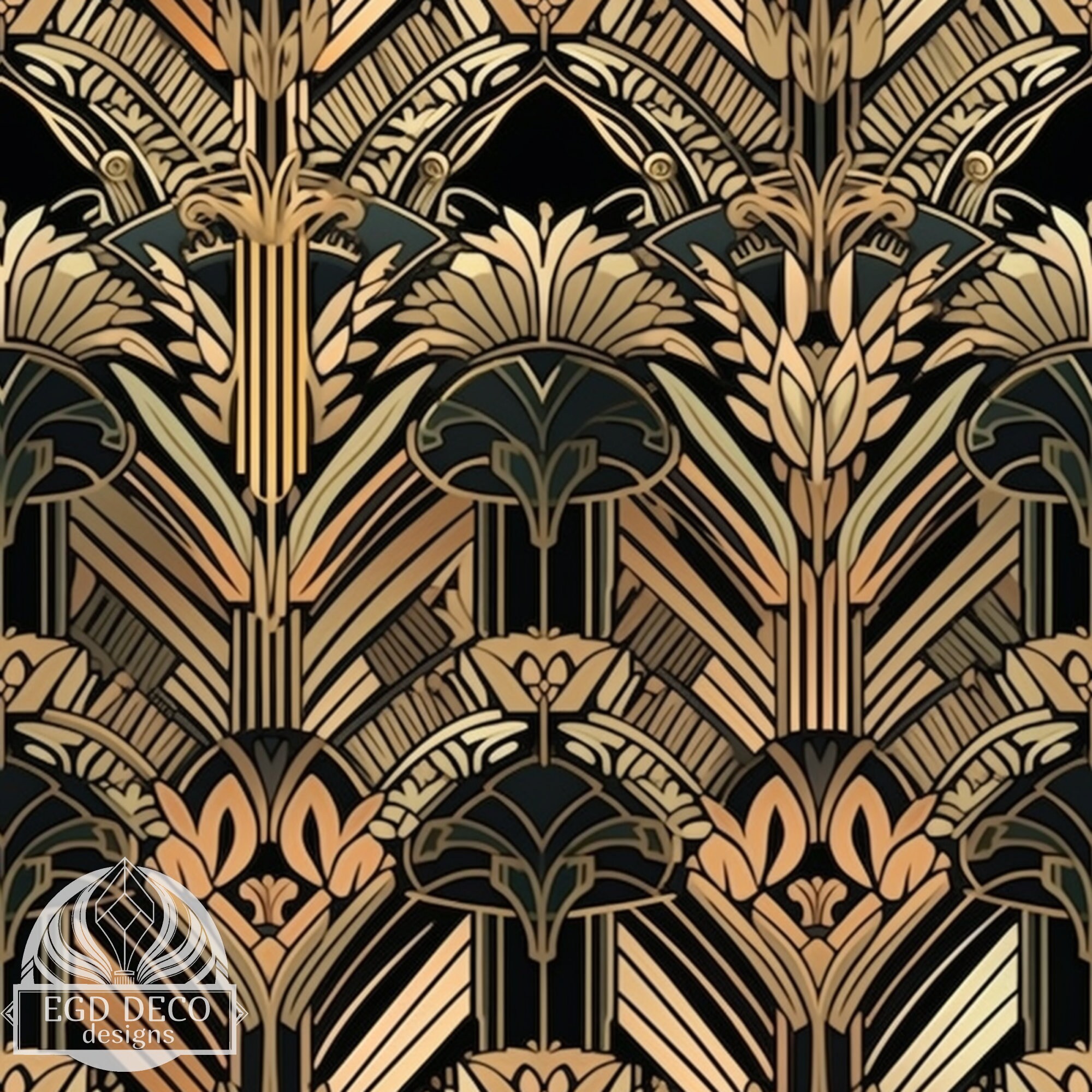 Art Deco Digital Repeating Pattern Design: High Resolution for Printing ...