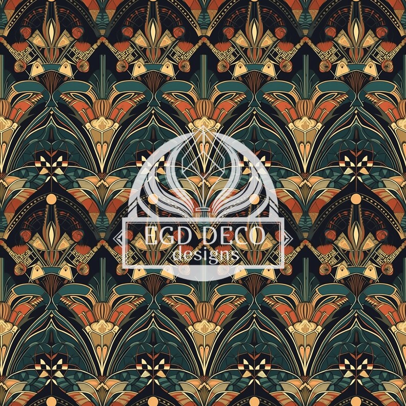 Art Deco Digital Repeating Pattern Design: High Resolution for Printing ...