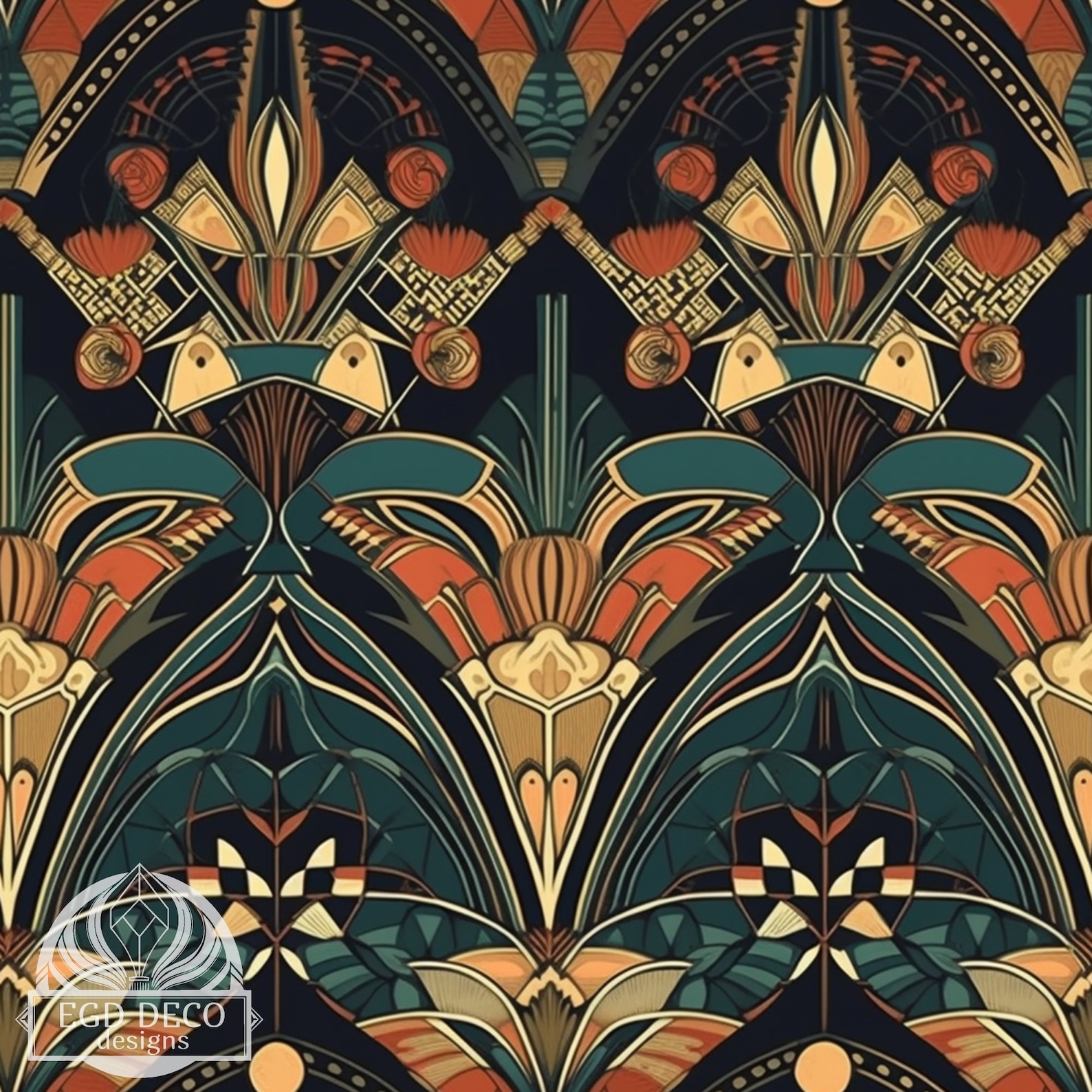 Art Deco Digital Repeating Pattern Design: High Resolution for Printing ...