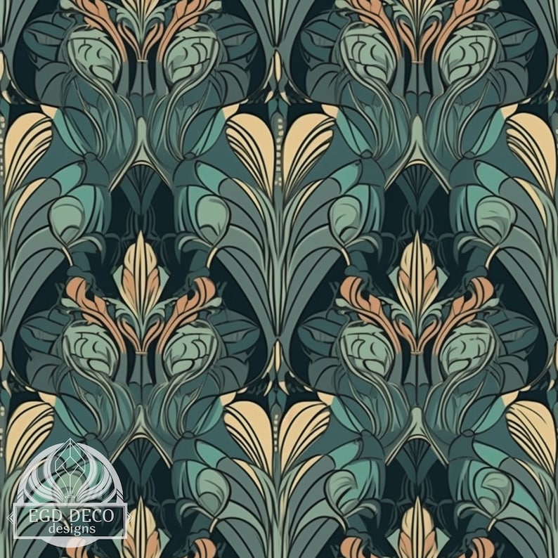 Art Deco Pattern Repeating Digital Design: High Resolution for Printing ...