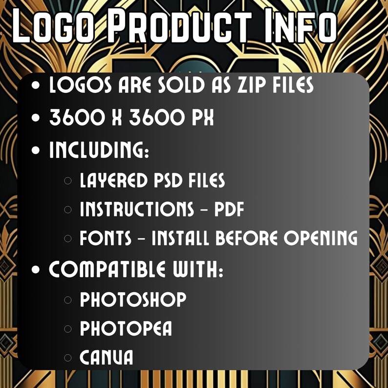 Art Deco Logo for Business PSD With Fonts - Unique and Customizable ...