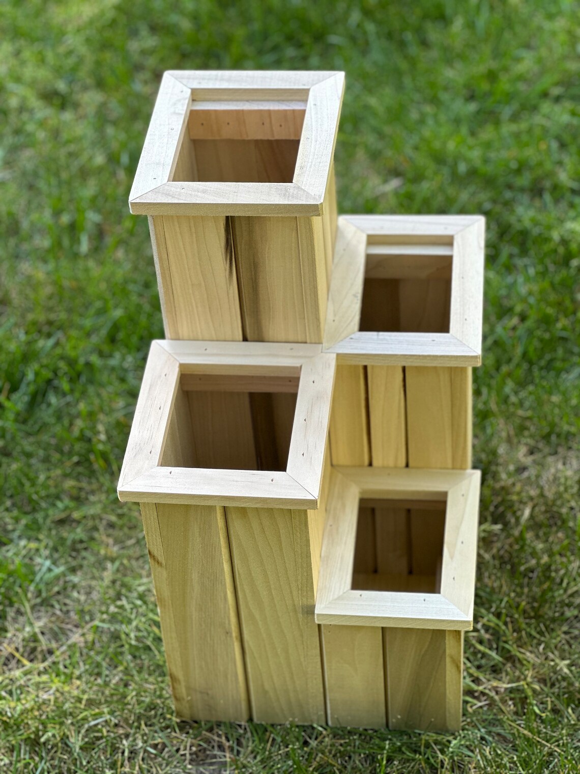 One of a Kind Handcrafted Wooden Planter With Four Columns! Beautifully ...