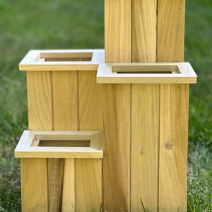 One of a Kind Handcrafted Wooden Planter With Four Columns! Beautifully ...