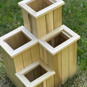 One of a Kind Handcrafted Wooden Planter With Four Columns! Beautifully ...