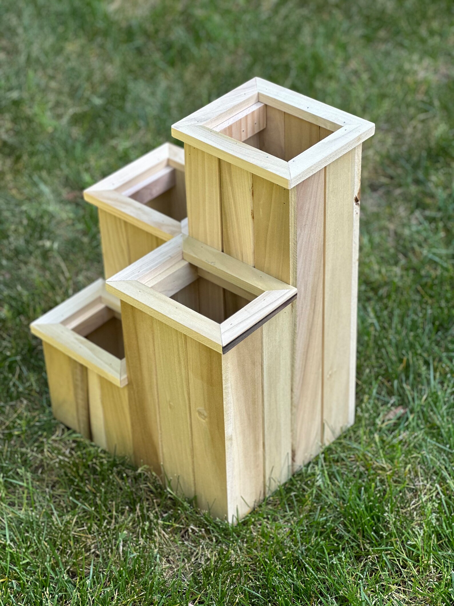 One of a Kind Handcrafted Wooden Planter With Four Columns! Beautifully ...