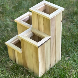 One of a Kind Handcrafted Wooden Planter With Four Columns! Beautifully ...