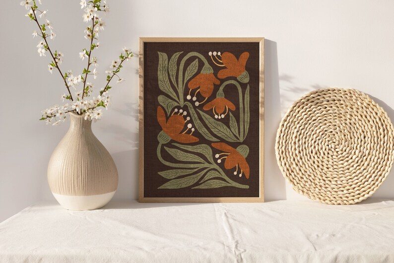 Groovy Retro Flower Poster Matisse Wall Art 70s Floral - Etsy